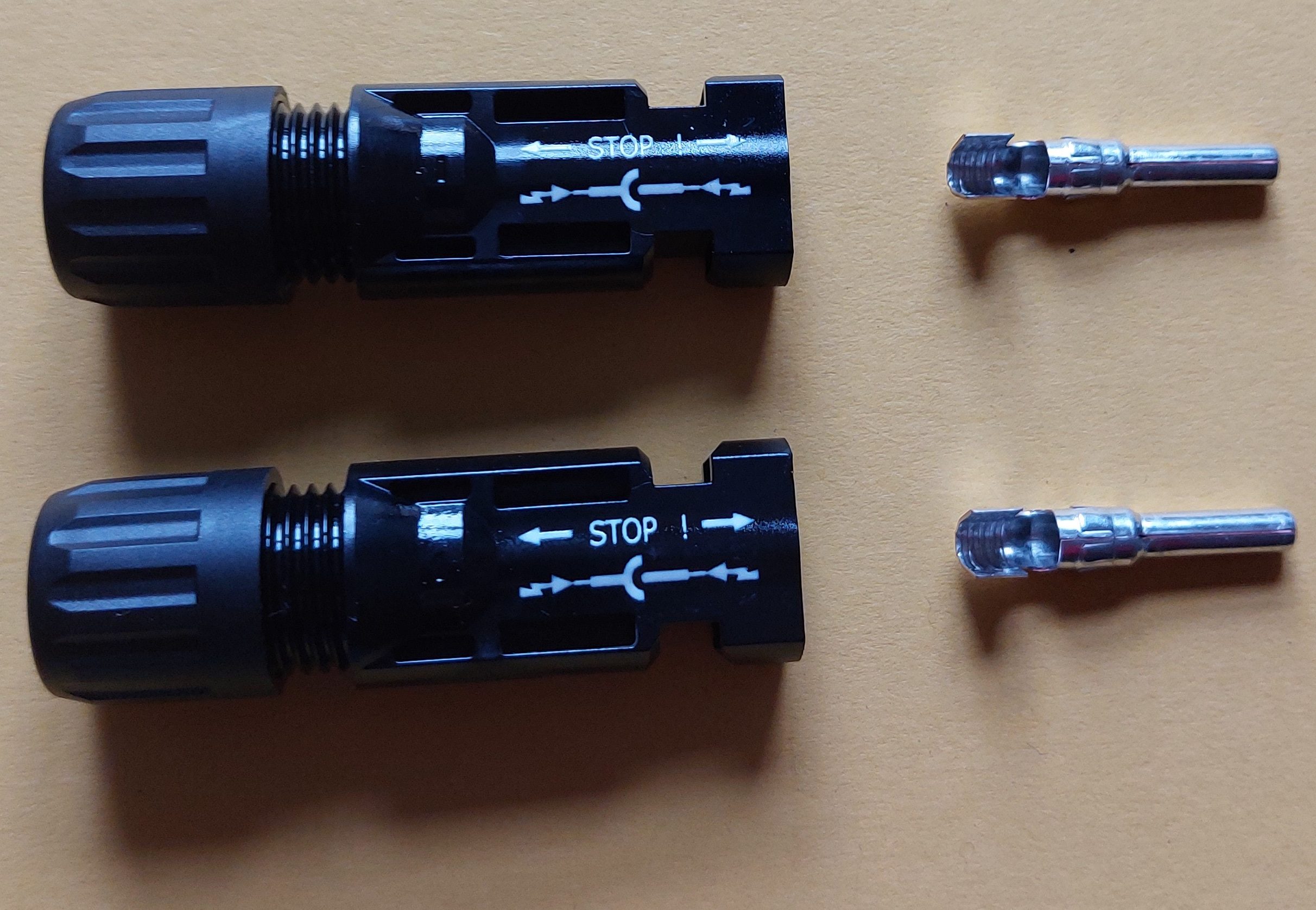 MC4 male cable couplings - Male and Female matched pairs