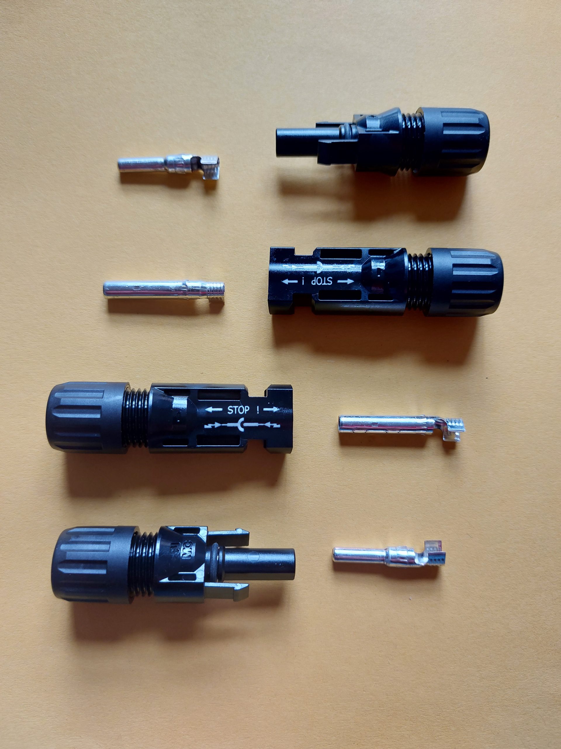 MC4 male cable couplings - MC4 connector matched pairs