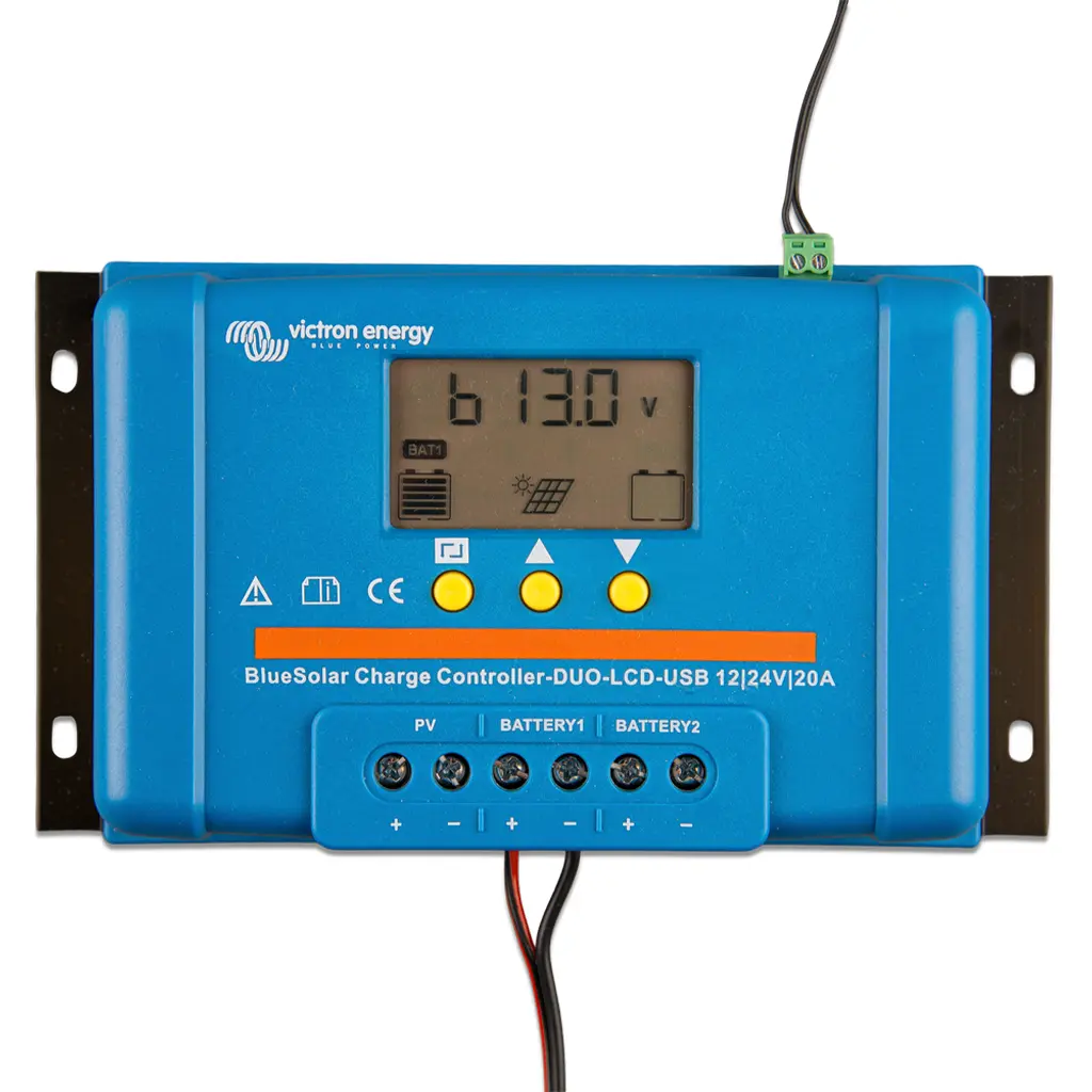 Victron LCD display charge controller for singular or duo batteries