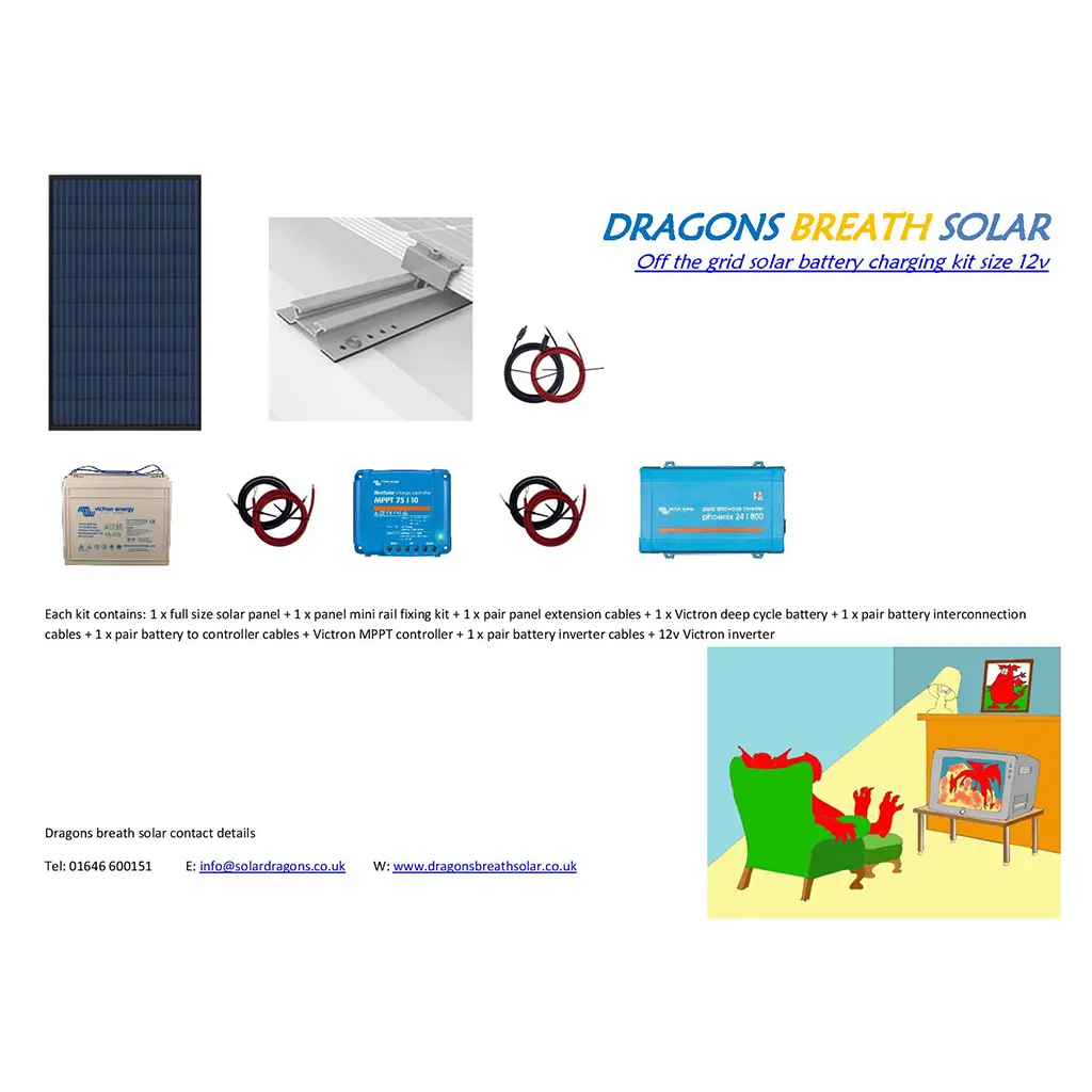 12v solar kits c/w battery and inverter - Dragons Breath Solar